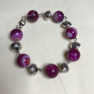 Azua Designs | Jewelry | Fuschia Pink Agate Geode Silver Charmed ...